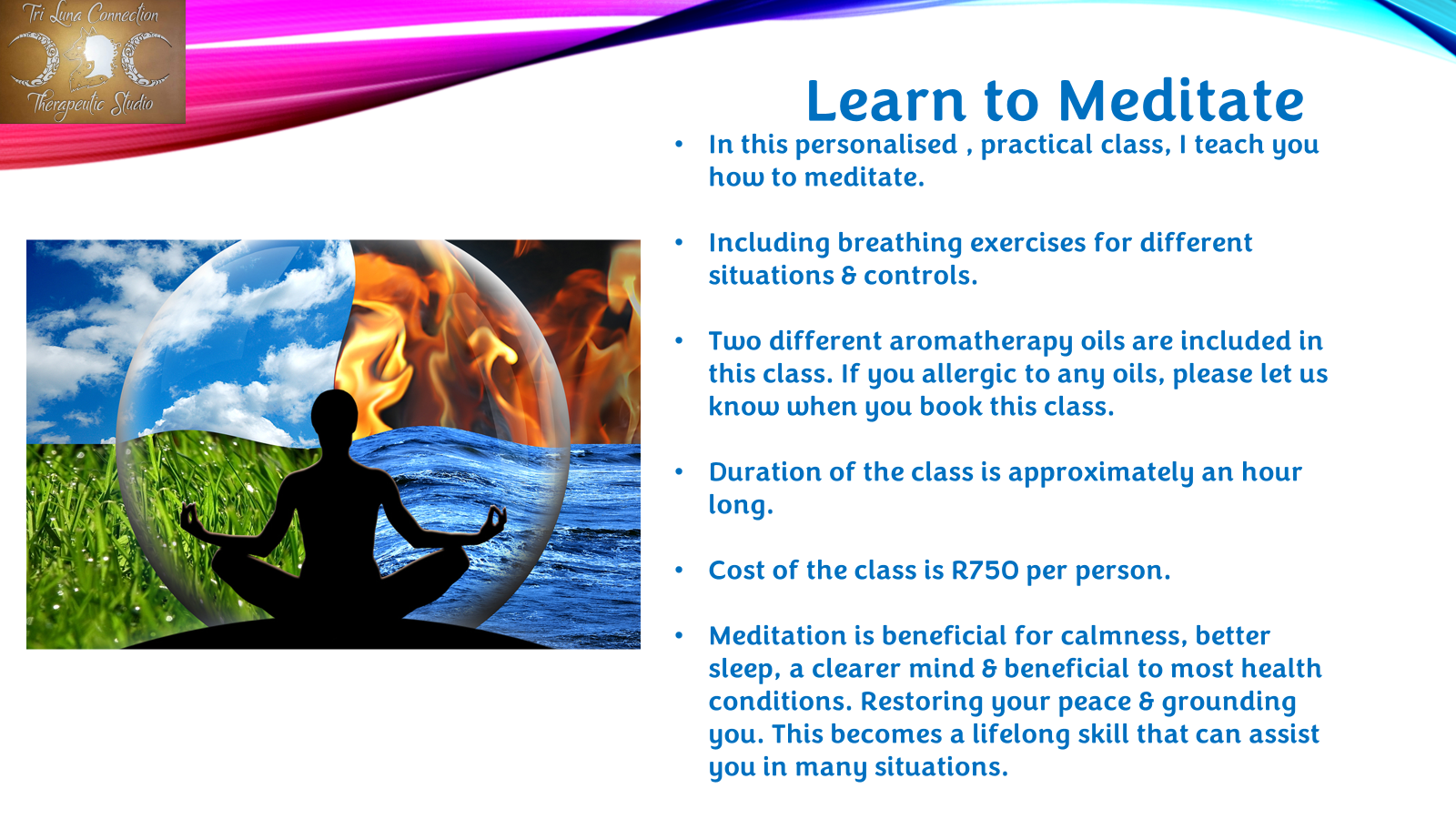 Personalised Learn to Meditate Class – TLC Therapeutic Studio